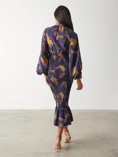 Emily High Neck Shirred Midaxi Dress – Uptown BIBI